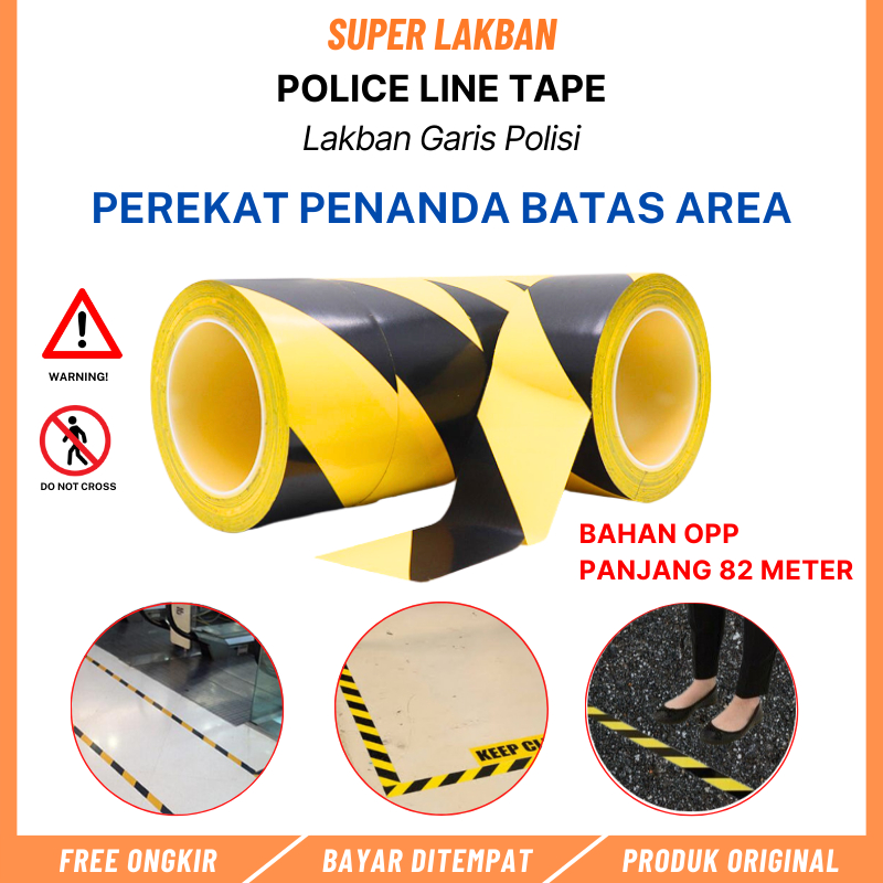 Jual Lakban Police Line Hoki Tape Garis Polisi Hitam Kuning Pembatas Tanda Area Aman Proyek ...