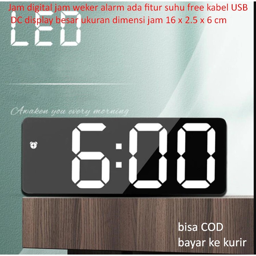 Jual Jam digital jam weker alarm ada fitur suhu free kabel USB DC ...