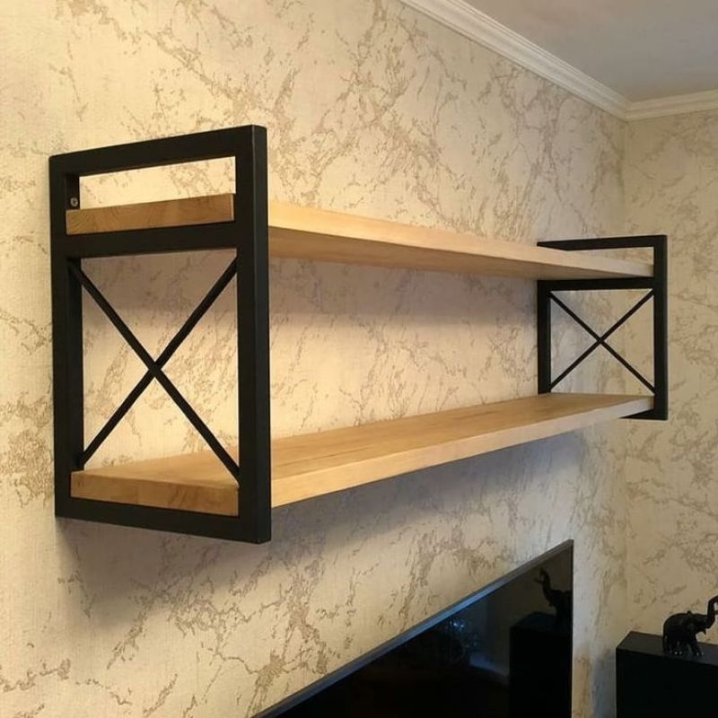 Jual Rak Dinding Kayu Besi 1 Meter 2 Ambalan SALVATORE | Shopee Indonesia