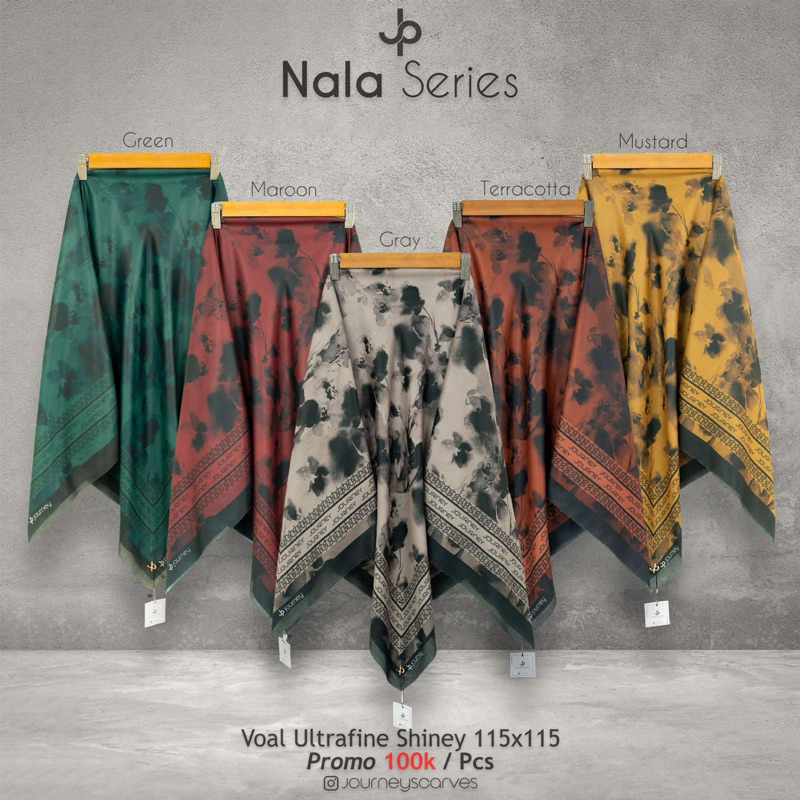 Jual NALA SERIES JOURNEY SCARVES (Nala green, maroon, grey, teracotta ...