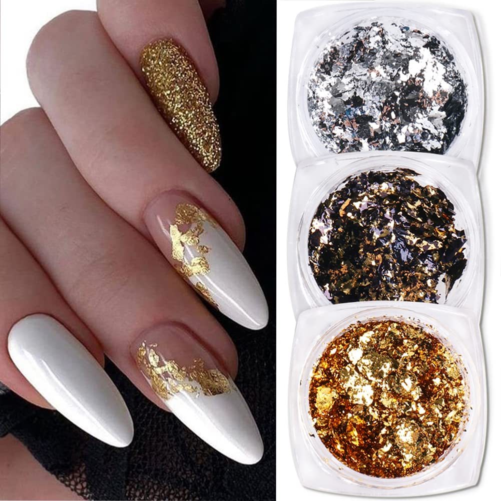 Jual Foil Gold Nail Art / Hiasan Nail Art Gold Silver / Nail Art Flake Gold / Aksesoris Nail Art ...