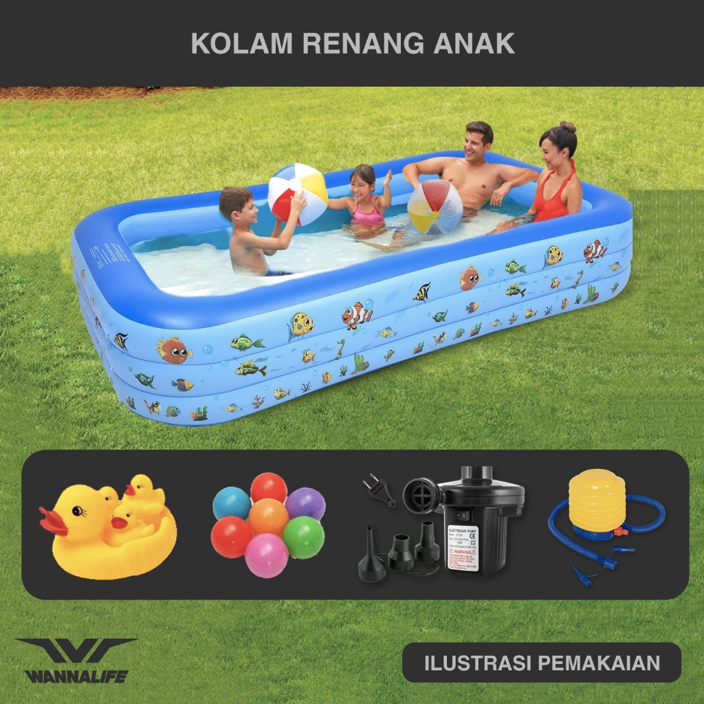 Jual Kolam Renang Anak Jumbo 3 Ring 210*135*60 cm Kolam Mandi Bola ...