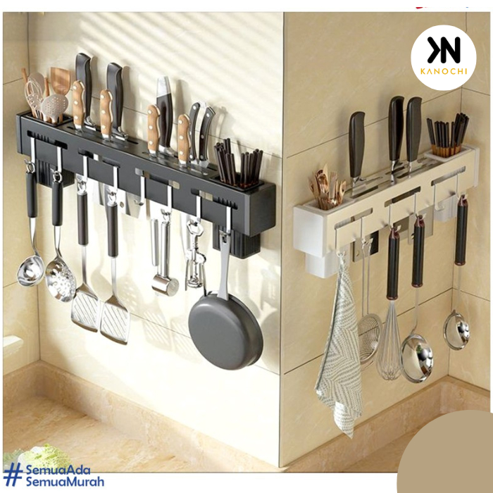 Jual Rak dapur gantung stainless steel tempat pisau sendok garpu bumbu ...