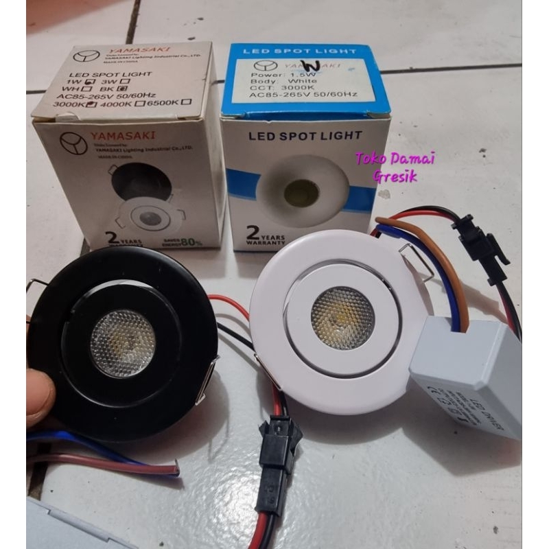 Jual Yamasaki Downlight Mini Spotlight kecil mebel lampu sorot led 1,5w kuning body hitam putih ...