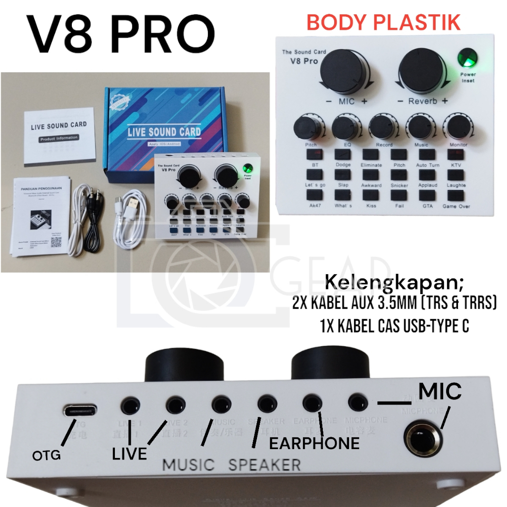 Jual Aneka Soundcard V8 support bluetooth V8 plus, V8S centechia , V8 taffstudio , V8 Pro , X7 ...