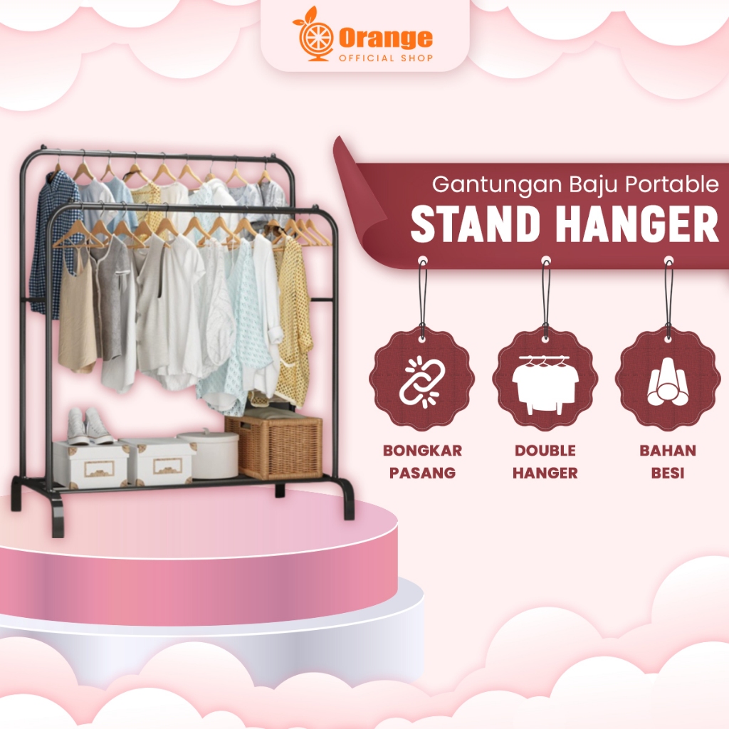 Jual Stand hanger Gantungan Baju hanger doble Rak Lemari Jemuran Tempat ...