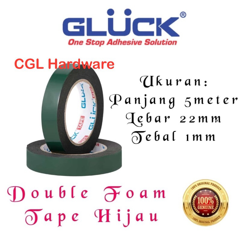 Jual Double tape foam hijau 1 inch x 5 meter/Lakban lem dobel tape ...