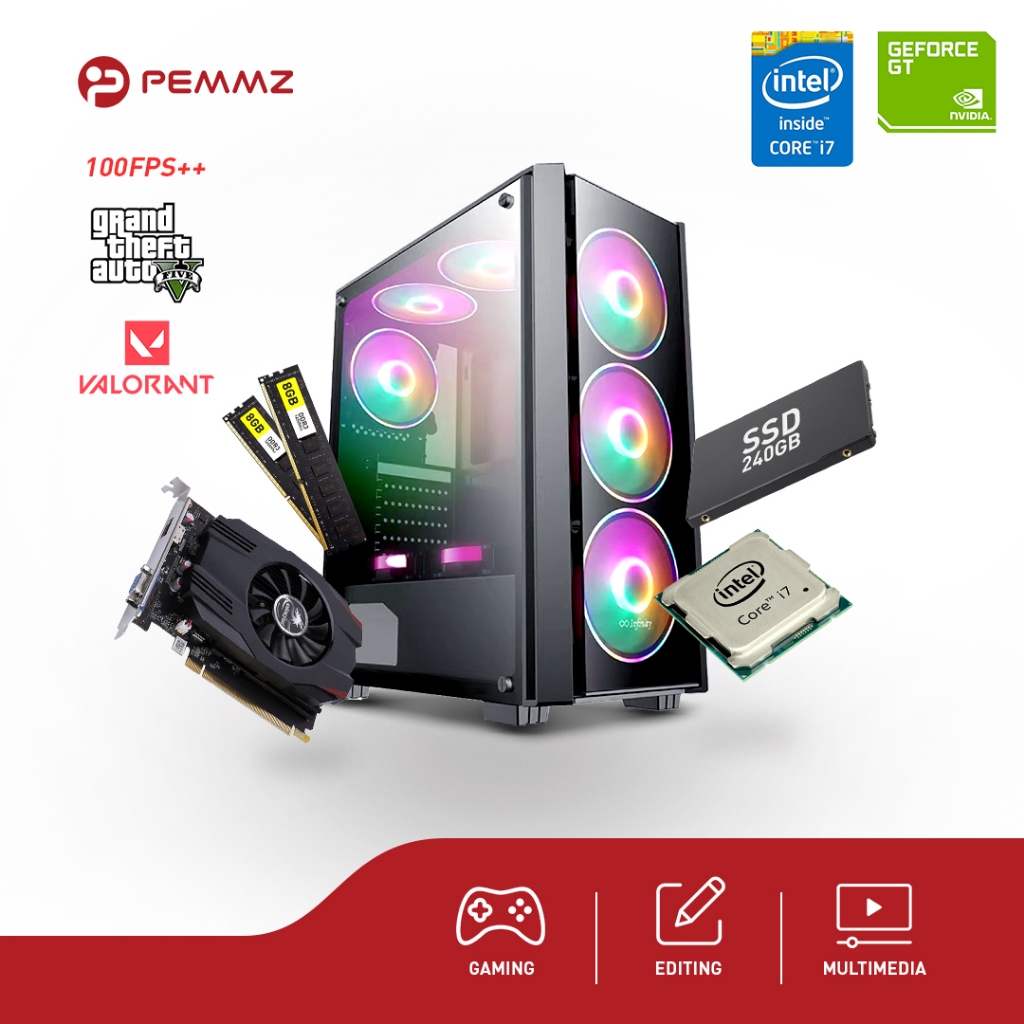 Jual PC Rakitan Gaming Murah i7 - 16GB - GT1030 - SSD 256GB - RGB ...
