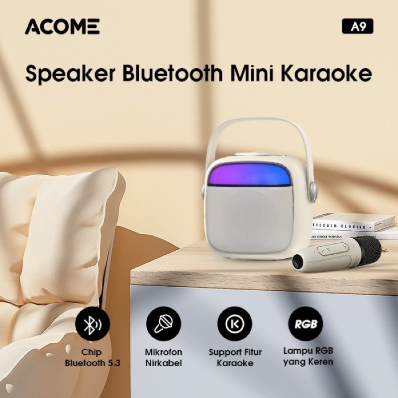 Jual Speaker bluetooth ACOME A9 RGB+ mic karoke wireless original resmi ...