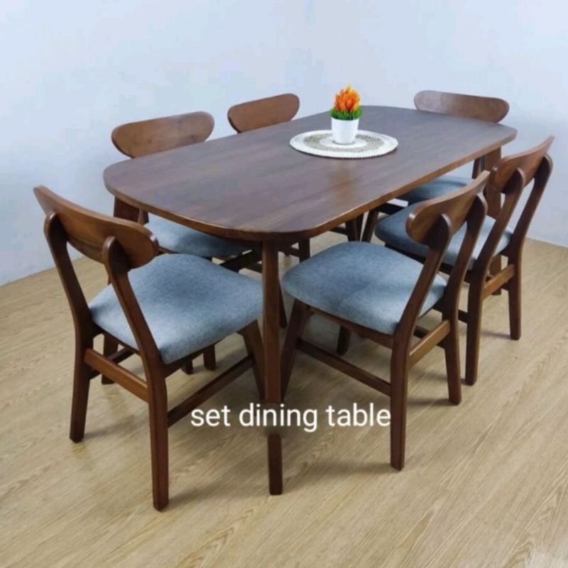 Jual Meja Makan Minimalis Kayu Jati 6 Kursi - Set Kursi Meja Makan Asli Jati | Shopee Indonesia