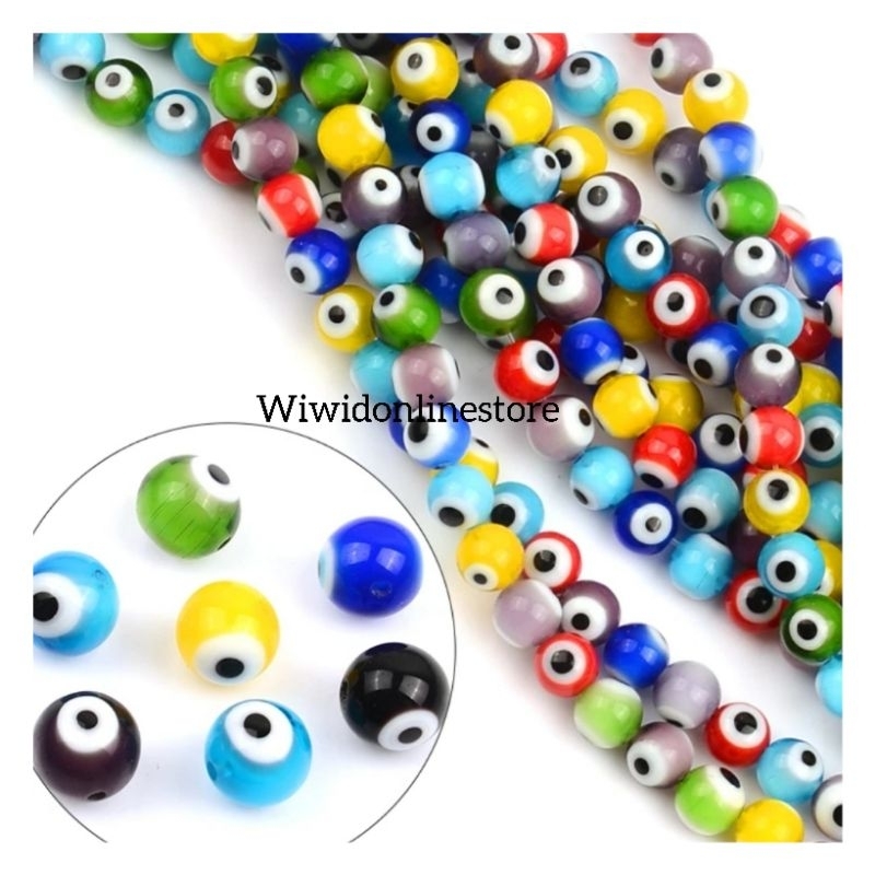 Jual (10 biji) MANIK KACA MILEOFORI EVIL EYES | Shopee Indonesia