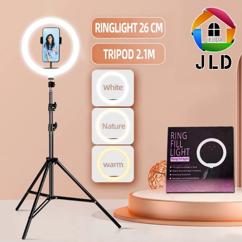 Jual TRIPOD 2,1 METER +RING LIGHT 26CM | Shopee Indonesia