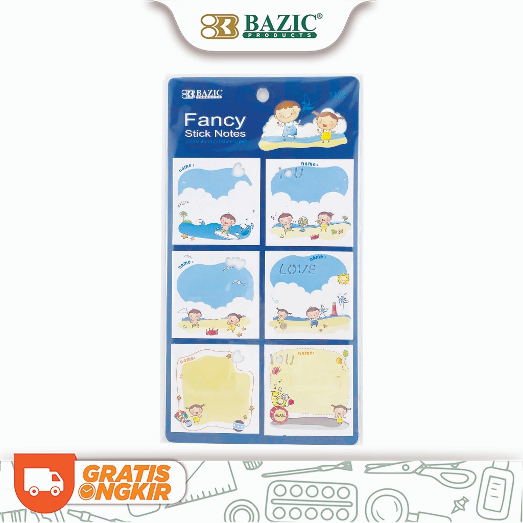 Jual Bazic Fancy Stick Notes 5x5cm - Sticker Label Nama Lucu | Shopee ...