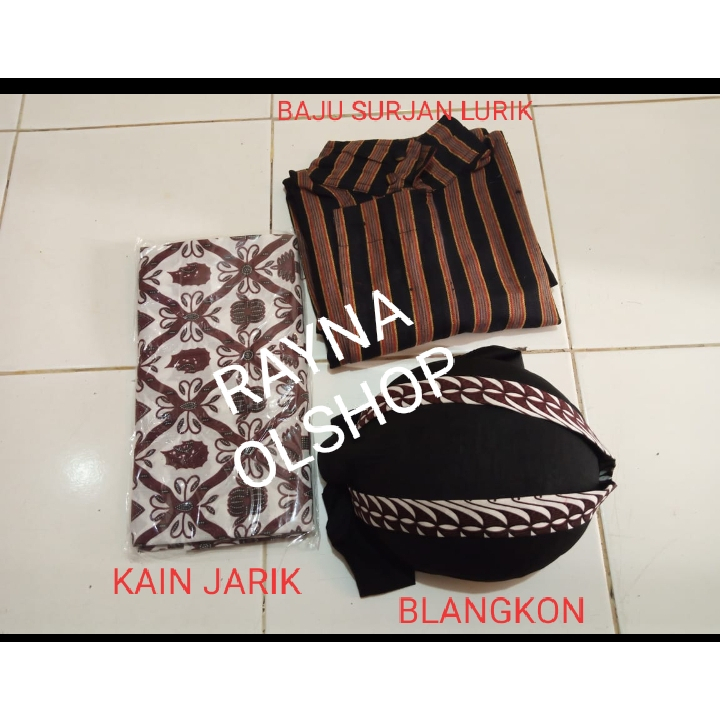 Jual 1 SET SETELAN BAJU SURJAN LURIK PRIA + BLANGKON + KAIN JARIK BATIK, PAKAIAN TENUN MODERN ...
