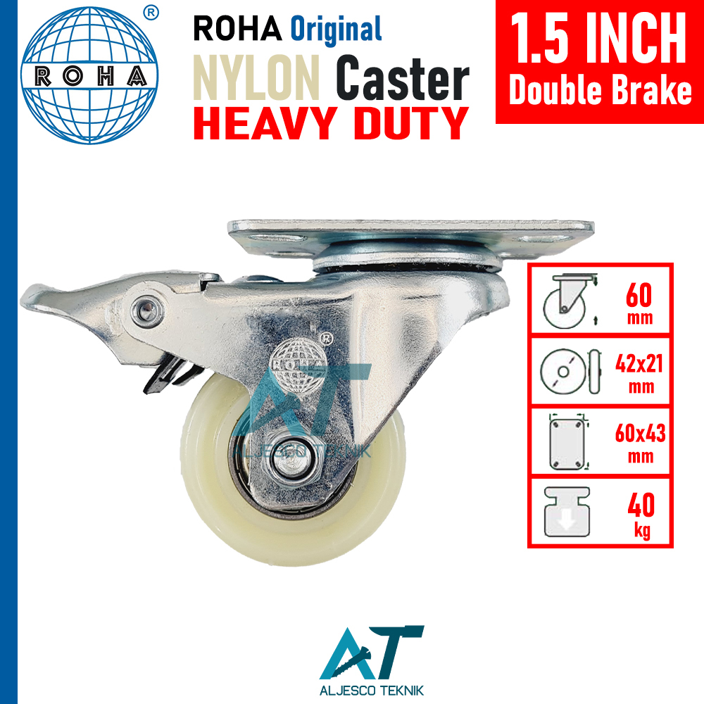 Jual RODA HEAVY DUTY 1.5 INCH REM NYLON ETALASE - TROLI - GEROBAK ...