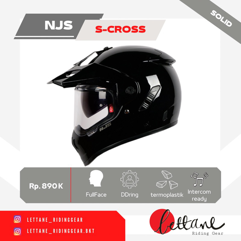 Jual NJS S-CROSS Solid - Helm NJS Semi Cross Helm Adventure SCROSS ...