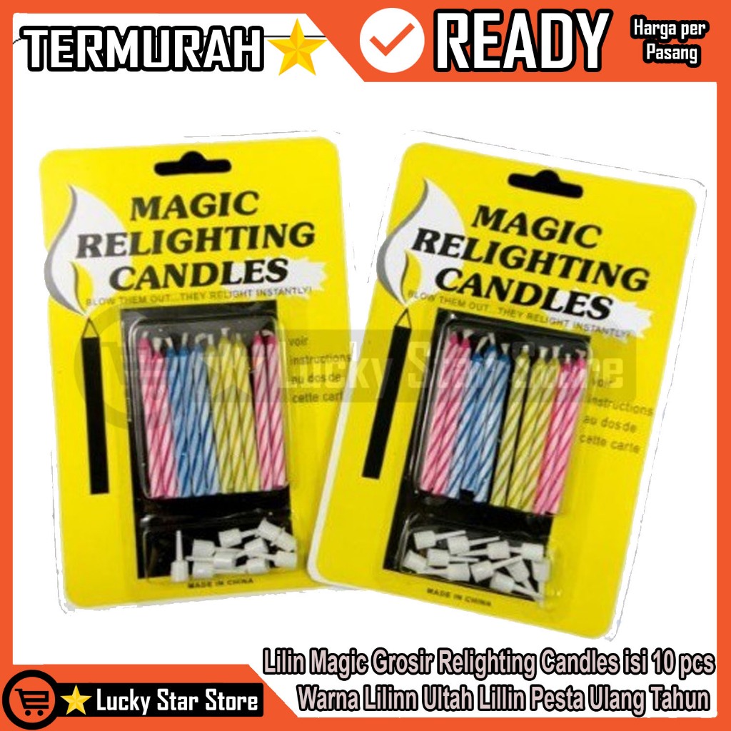 Jual Lilin Magic Grosir Relighting Candles isi 10 pcs Warna Lilinn ...