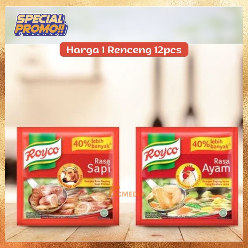 Jual ( 1 Renceng Isi 12 Sachet) Royco Sapi Dan Ayam Penyedap Rasa 8gr ...