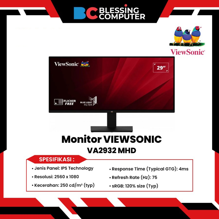 Jual Monitor VIEWSONIC VA2932 MHD 29 WFHD IPS (2560x1080) 75H 4ms ...