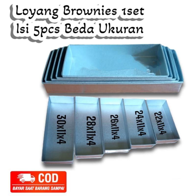 Jual loyang brownies isi 5loyang berbeda ukuran / loyang kue bolu susun ...