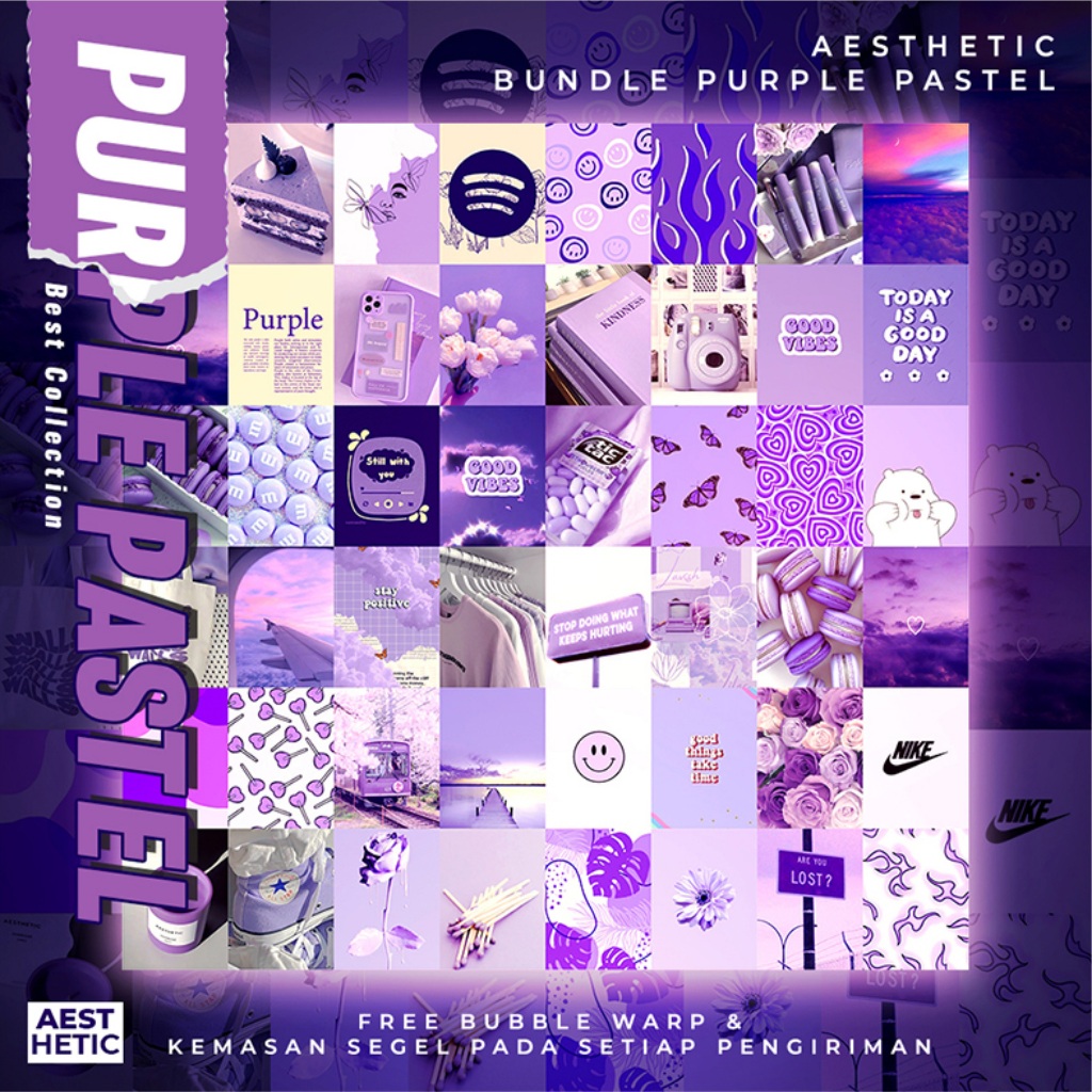 Jual Poster Dinding Aesthetic Bundle Purple Pastel Isi 24/48 Poster ...