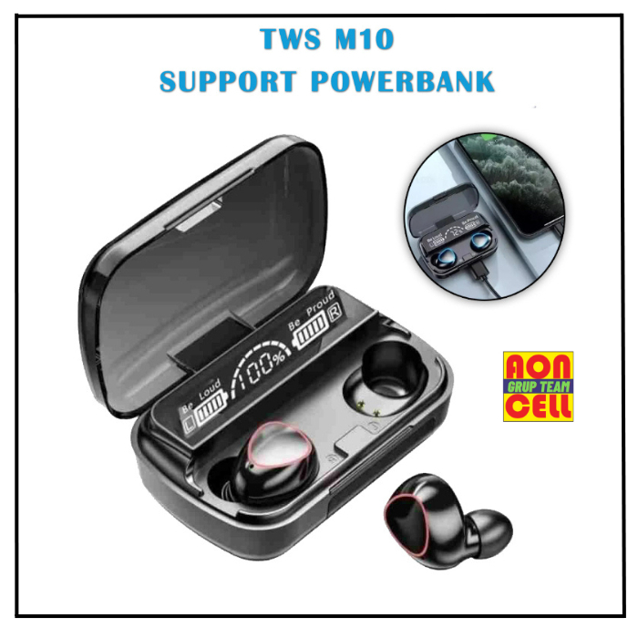 Jual M10 plus TWS Bluetooth 5.1 Earphone HiFi Stereo Noise-canceling Sports Wireless powerbank ...