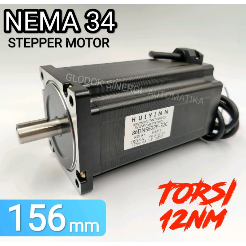 Jual Dinamo Motor stepper steper 86 nema 34 nema34 CNC Router 2 phase 1.8 panjang body 156mm ...