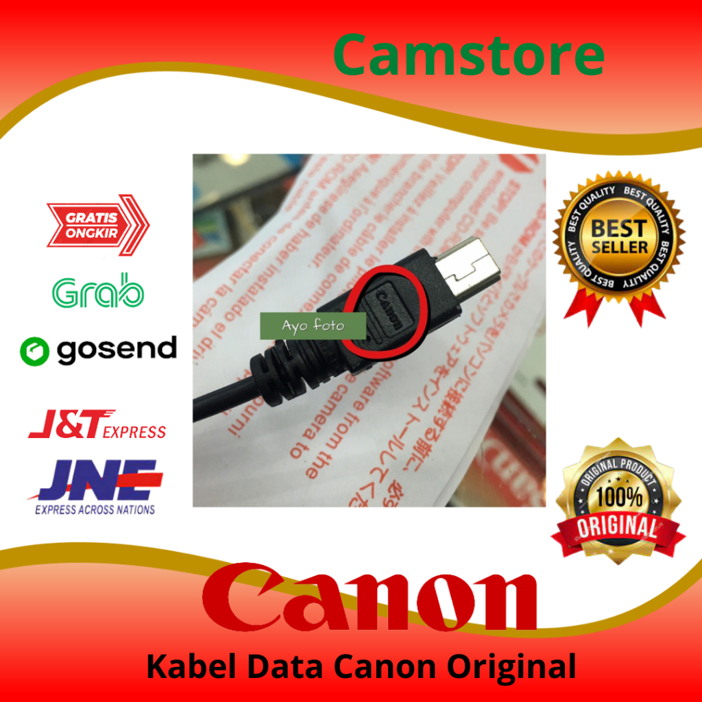 Jual Kabel USB CANON FOR DSLR MIRRRORLESS ORIGINAL 100% /KABEL DATA EOS 1100D/1200D/1300D/500D ...