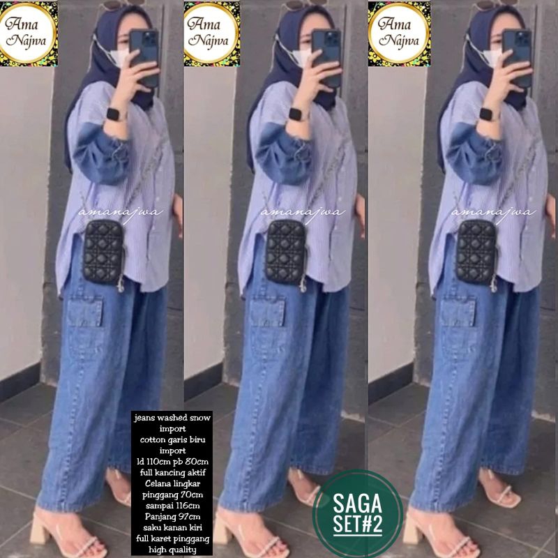 Jual SUPER JUMBO SAGA LD 110 DAN LD 130 SETELAN BAJU JEANS WANITA BY ...