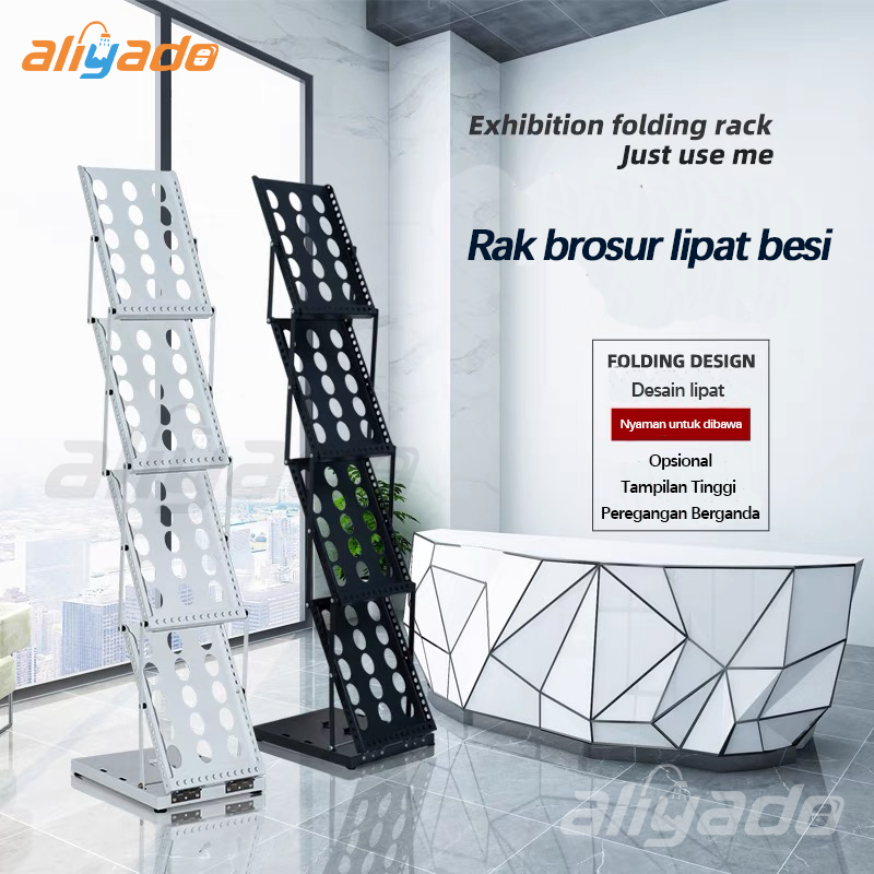 Jual ⚡Ready Stock⚡Rak Brosur Besi A4 (Empat Susun) Warna Hitam Rak ...