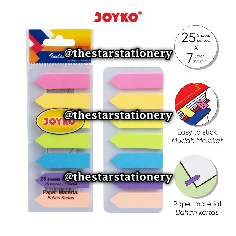 Jual (1 Set) GROSIR Pembatas Memo Joyko IM-33 Kertas Panah 7 Warna ...