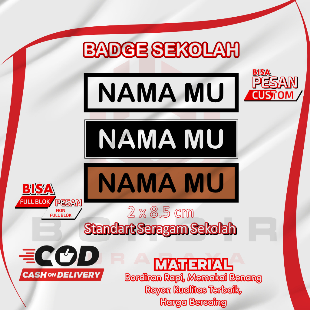 Jual Badgenametag/nametagdada/badge nama/bordircustom/badge pramuka ...
