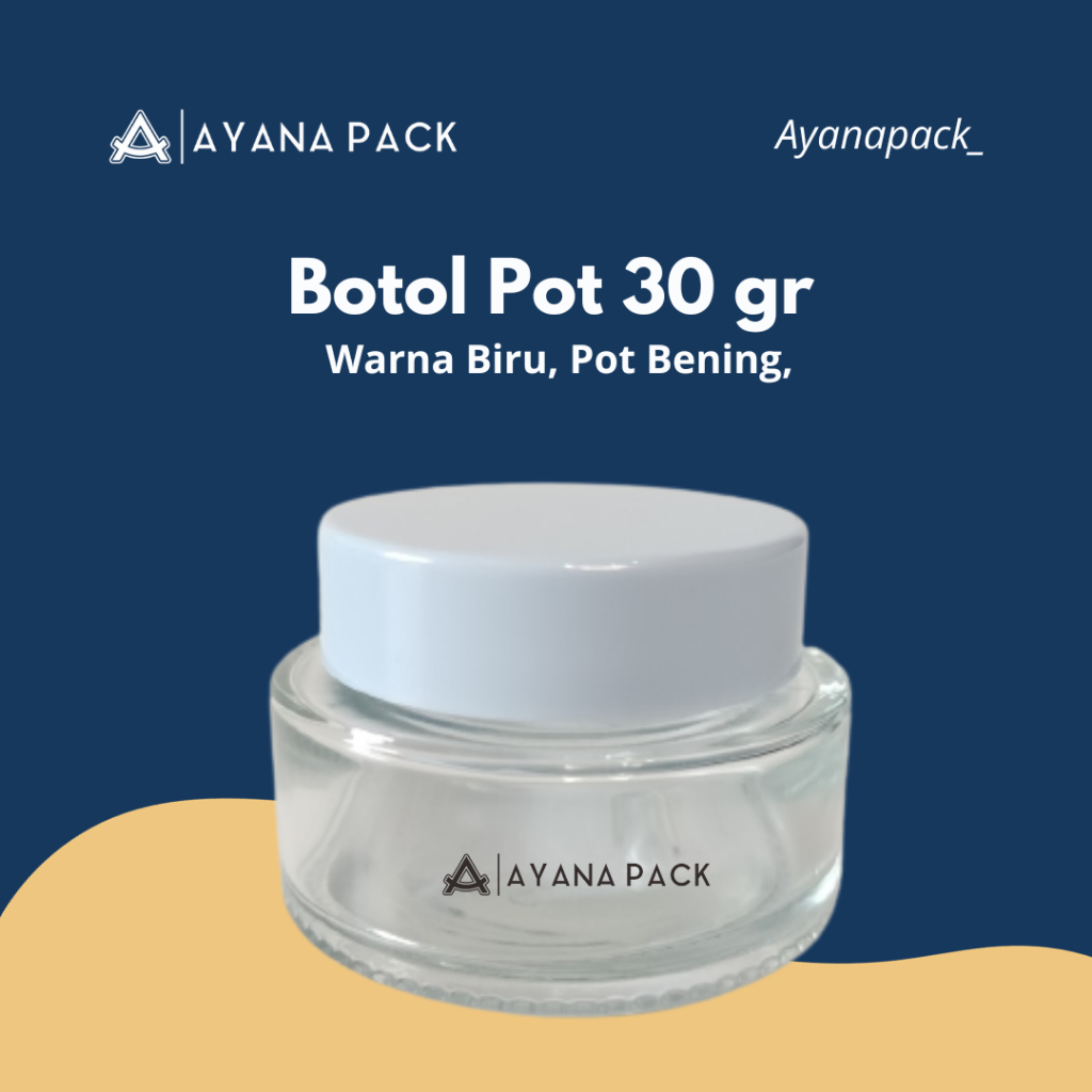 Jual Pot Cream Jar 30 gr Bening Biru Muda atau Pink PMK Kaca PD ...