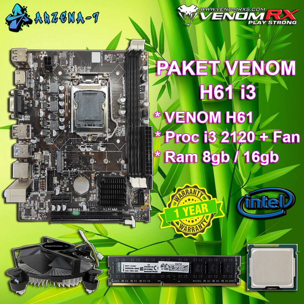 Jual Paket Murah !!! Motherboard VenomRx H61 + Proc Core i3 2120 + Ram 8gb / 16Gb | Shopee Indonesia