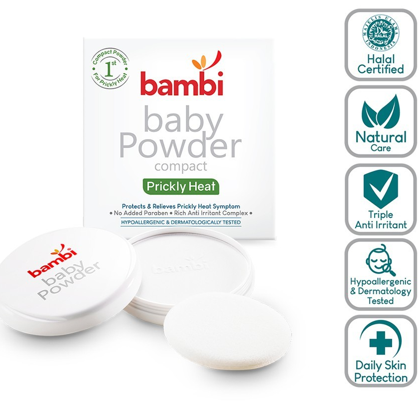 Jual Bambi Baby Compact Powder Prickly Heat 40gr | Shopee Indonesia
