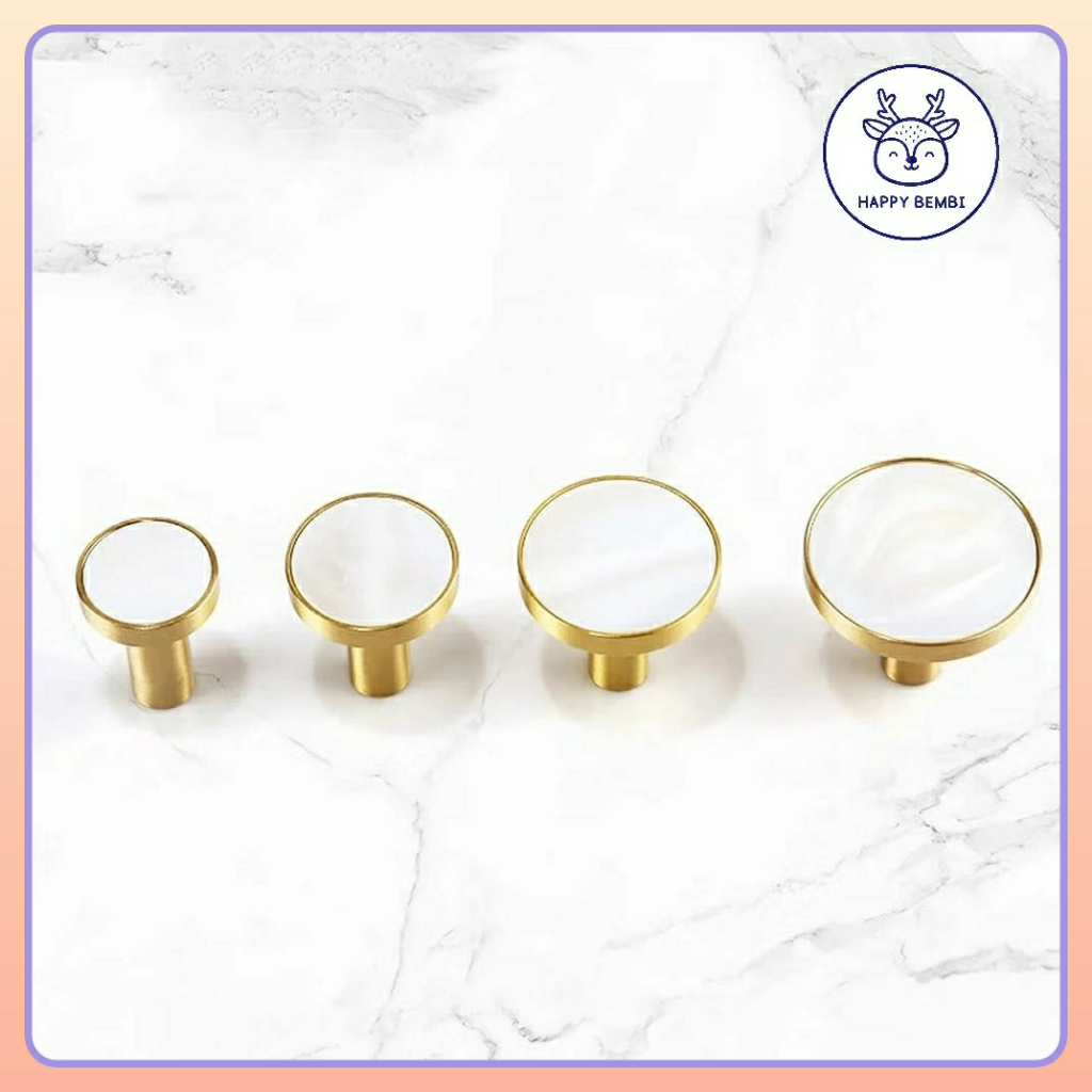 Jual Gold Handle Motif Mutiara Marmer Marble Shell Knob Emas Tarikan ...