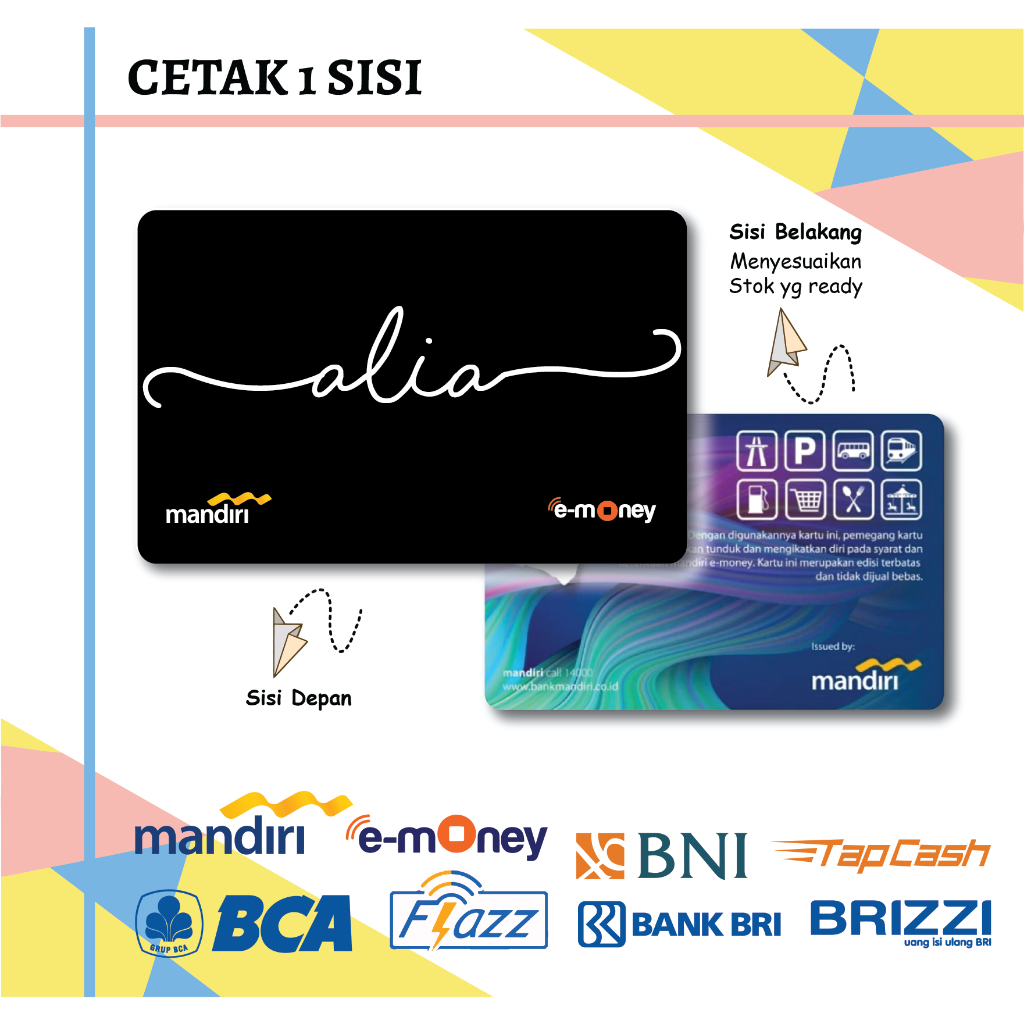 Jual KARTU EMONEY CUSTOM NAMA BLACK POLOS MANDIRI FLAZZ BCA GEN 2 BNI ...