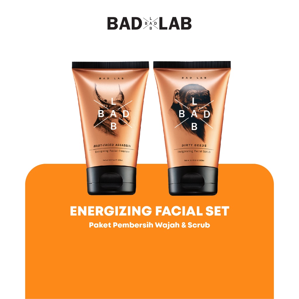 Jual BAD LAB Energizing Facial Set – Paket Sabun Cuci Muka & Scrub Pria ...