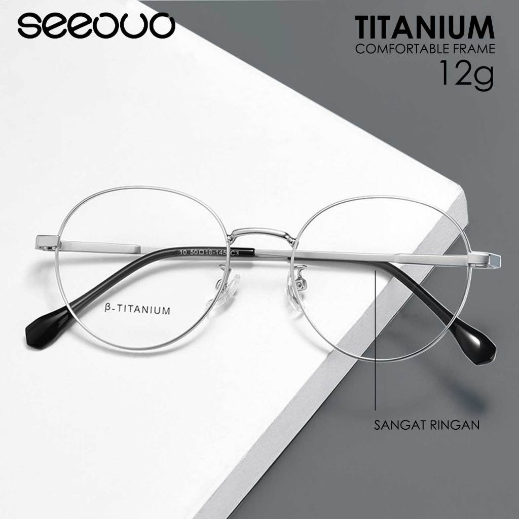 Jual Seeouo Frame Kacamata Style Bulat Titanium Sangat Ringan Kokoh Unisex Pria Wanita Bisa ...