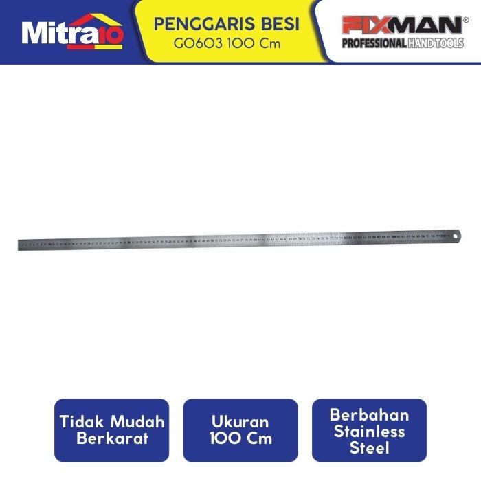 Jual Fixman G0603 Ruler Stainless Steel 100Cm - Penggaris | Shopee Indonesia