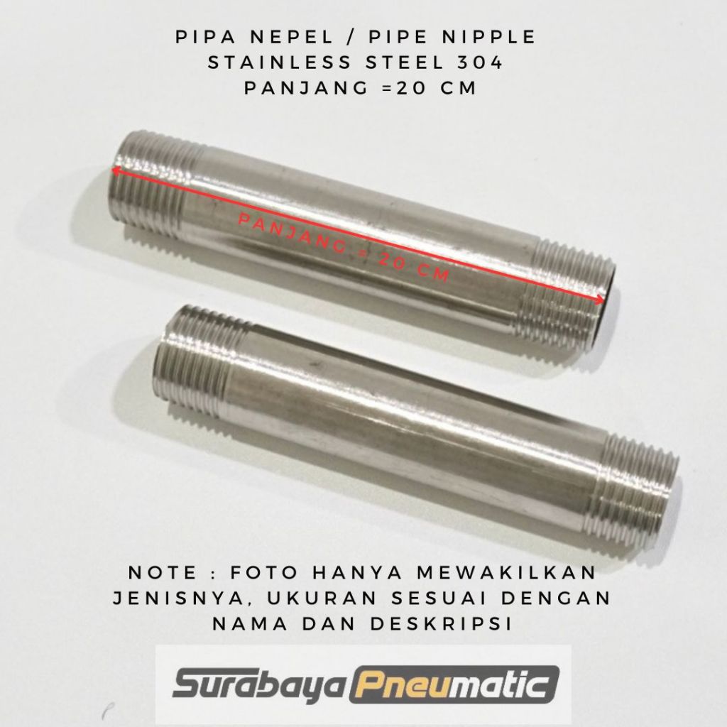 Jual 1/2" x 1/2" - Pipa Nepel / Pipe Nipple Stainless Steel 304 - 20CM | Shopee Indonesia