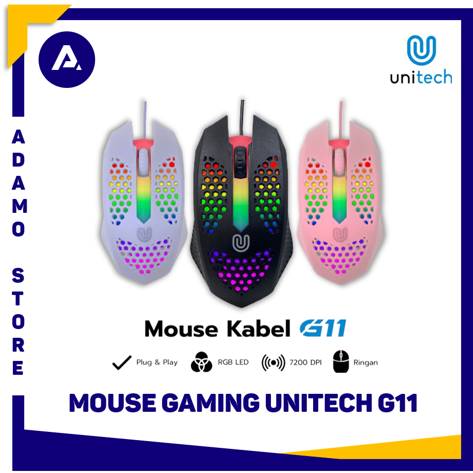Jual Mouse Gaming Unitech Kabel Unitech G11 Honeycomb 7 LED RGB 7200 ...