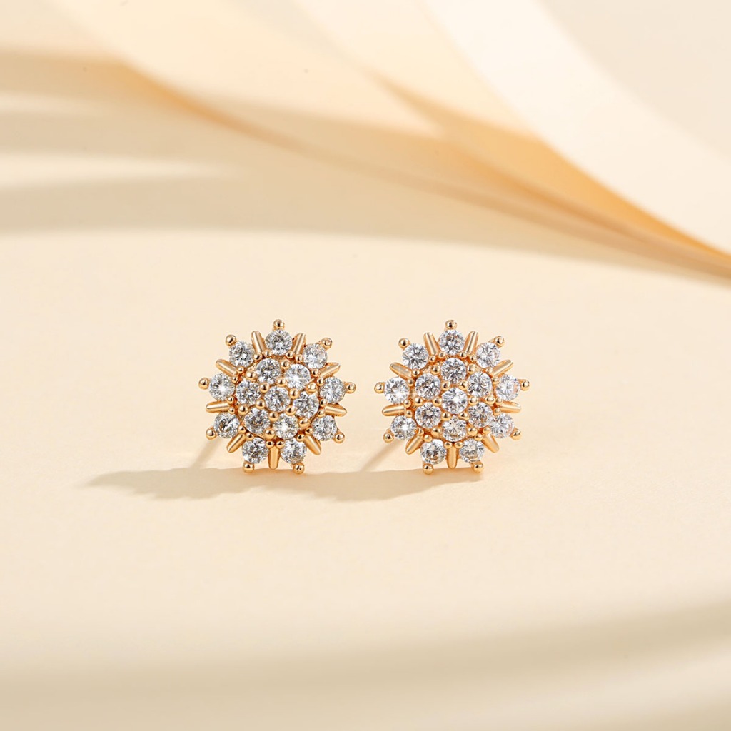Jual Lanme Jewelry Anting Stud Titanium Kristal Wanita Korea Lapis Emas ...