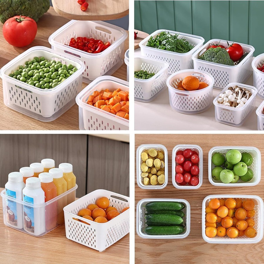 Jual Kotak Organizer Buah & Sayur dengan tirisan pengering - Fridge ...