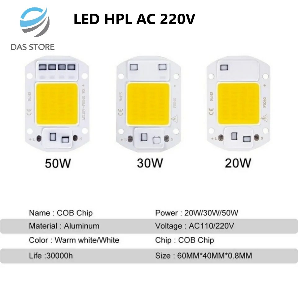 Jual LED HPL 20W 30W 50W 220Volt Lampu sorot LED HPL COB 220V AC 50Watt ...