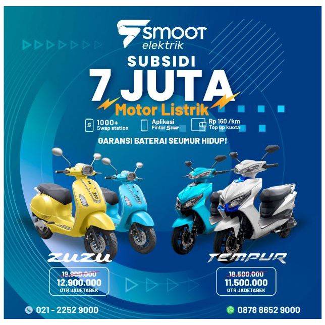 Jual SMOOT Motor Listrik Tempur Facelift Black | Shopee Indonesia