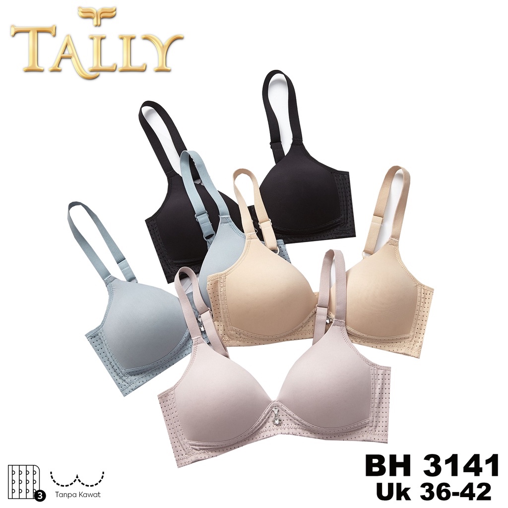 Jual TALLY Bra Tanpa Kawat Bahan Katun Baby Skin Busa Tipis CUP B - C Kait 3 Bra Harian BH 3141 ...