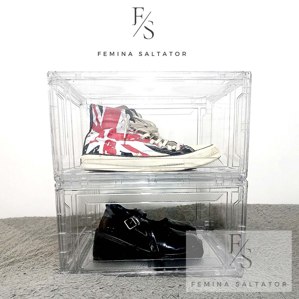 Jual Kotak Sepatu Plastic Sneaker Stackable Transparan Storage Acrylic ...