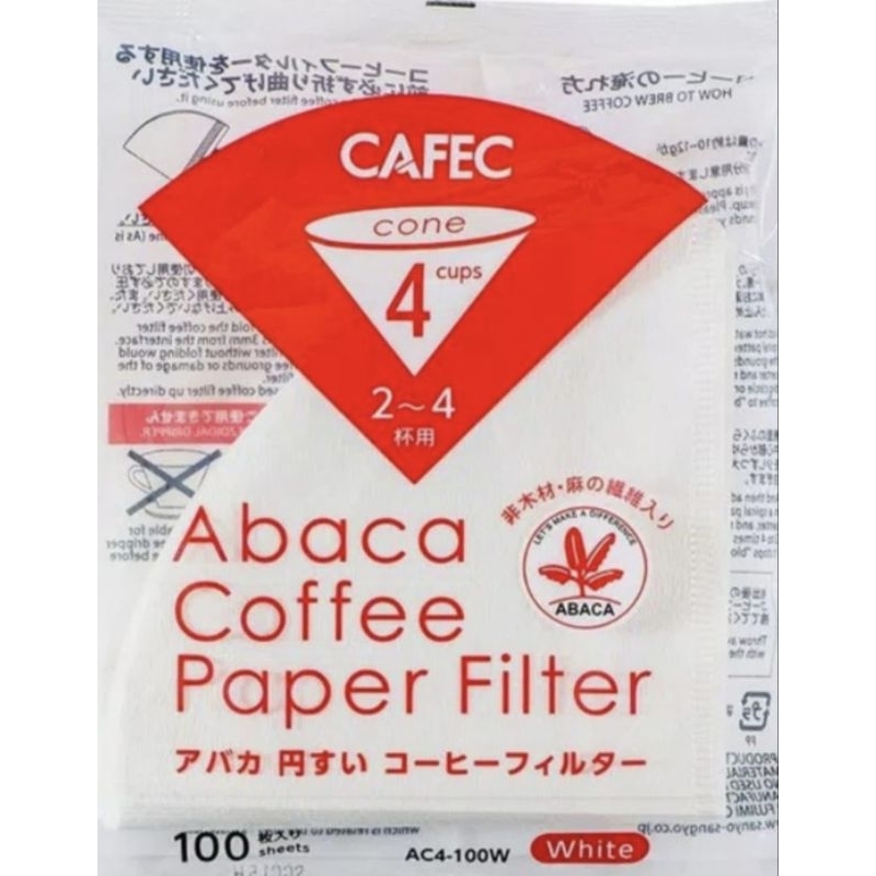 Jual KERTAS SARING KOPI PAPER FILTER COFFEE V60 CAFEC AC4-100W ABACA ...