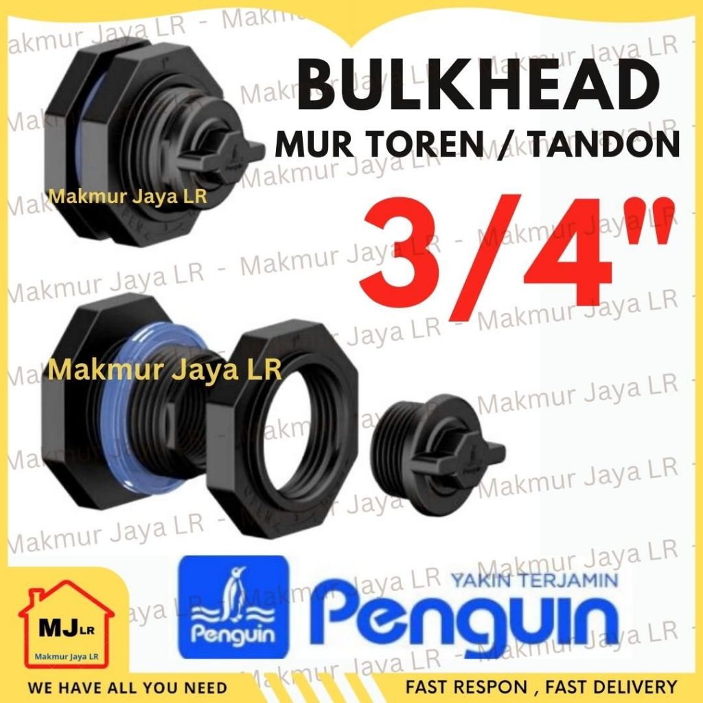 Jual Mur Tandon Air 3/4" 3/4 inch BulkHead Fitting Penguin Vault Ring Mur Drat Tangki Toren Air ...